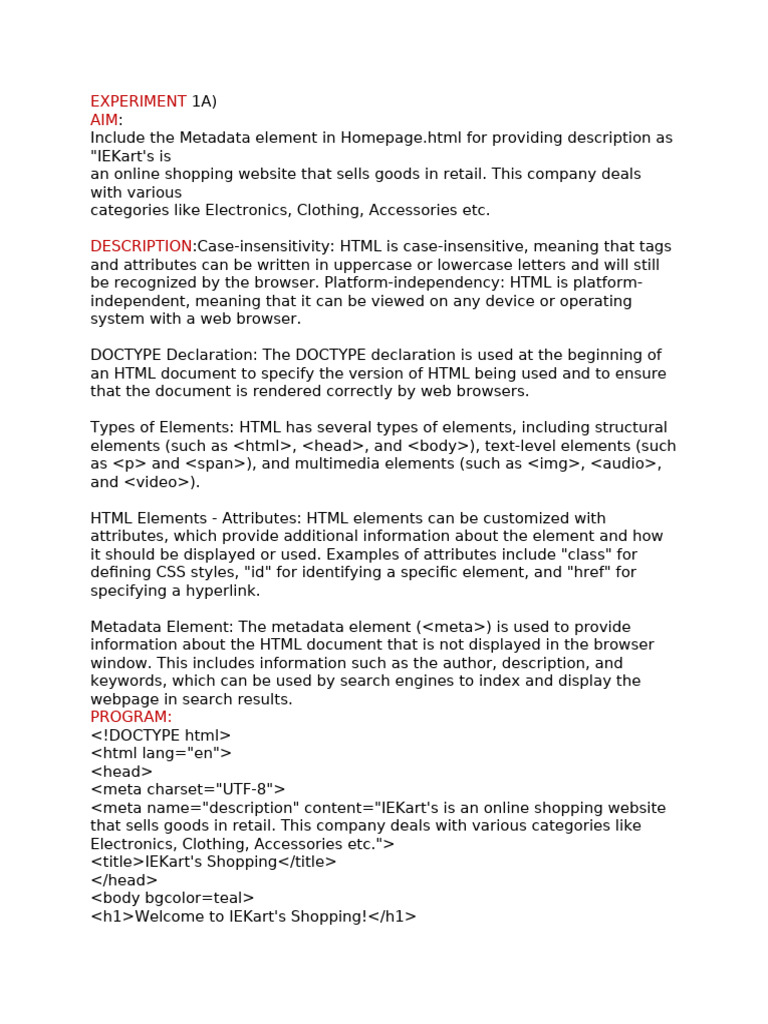 msd lab1 | PDF | Html | Html Element