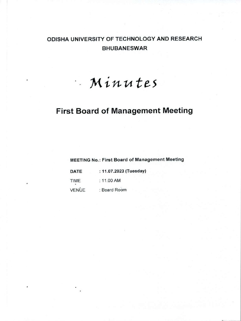 1st BOM Minutes | PDF