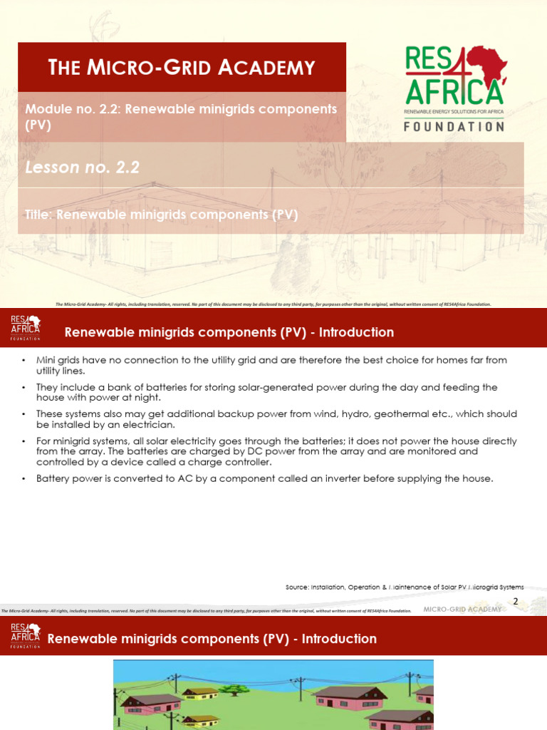 2.2 Renewable Minigrids Components | PDF | Photovoltaics | Photovoltaic System