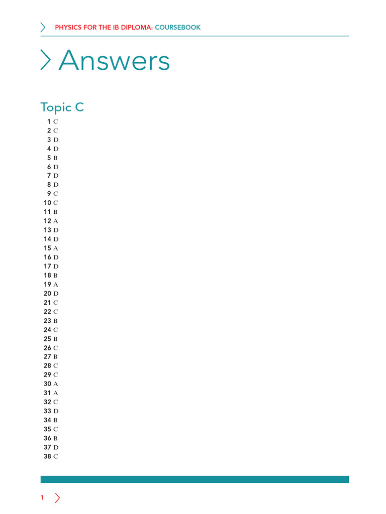 IB Physics Workbook Answer Key | PDF