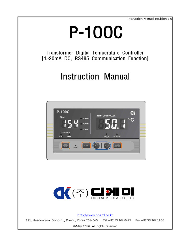 P-100C Temperature Controller Manual | PDF | Electromagnetism ...