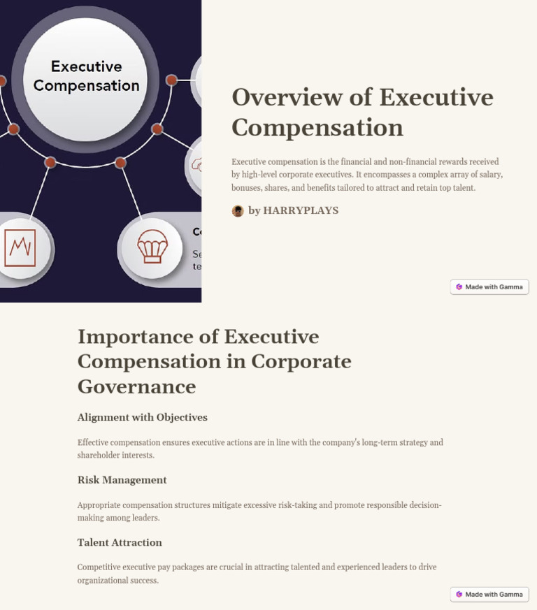 Executive Compensation Overview & Importance | PDF