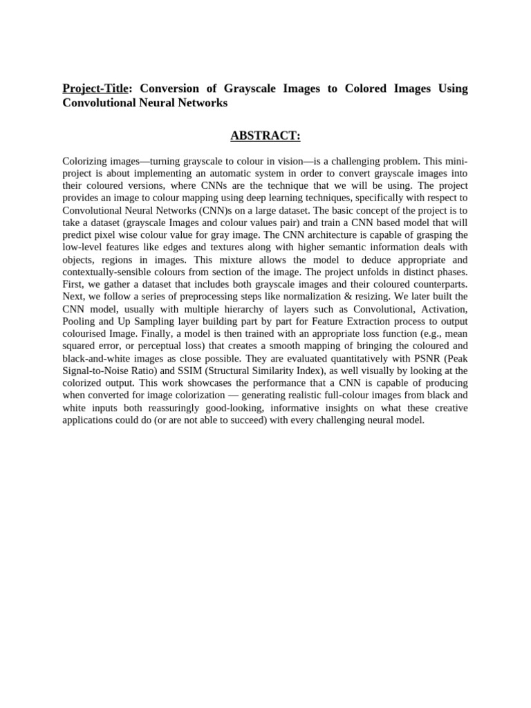 Batch3 - Conversion of Grayscale Images To Colored Images Using CNN | PDF
