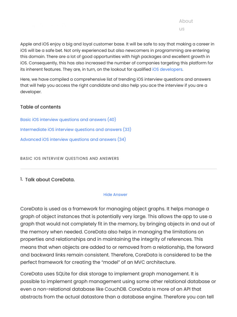 100+ IOS Interview Questions and Answers For 2024 - Turing | PDF | Swift (Programming Language ...
