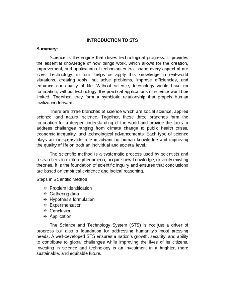 INTRODUCTION TO STS | PDF | Nanotechnology | Science
