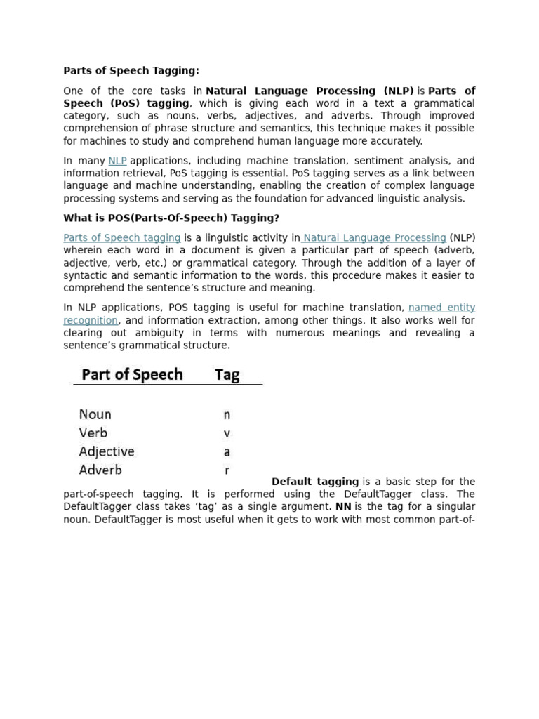 Parts of Speech Tagging | PDF | Part Of Speech | Adjective