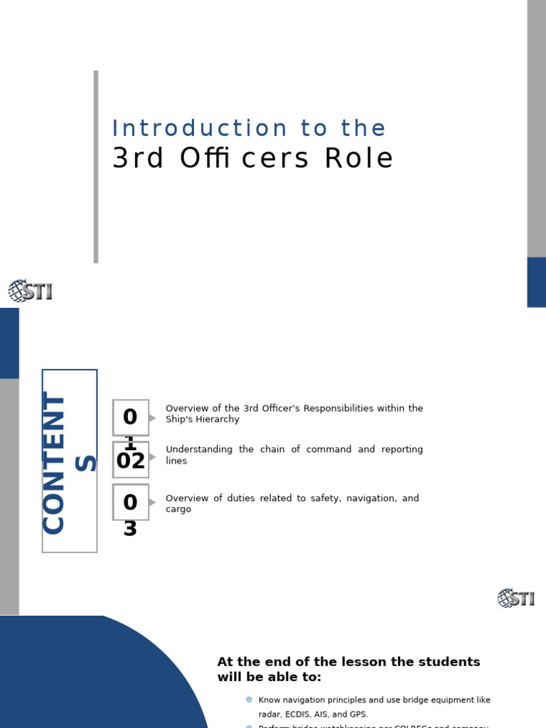 Topic 1 Introducion To The 3rd Officers Role | PDF | Navigation | Sea Captain