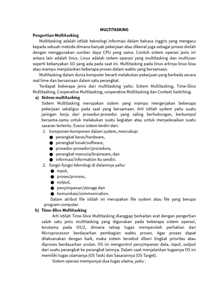 Multitasking Dalam Dunia Komputer | PDF