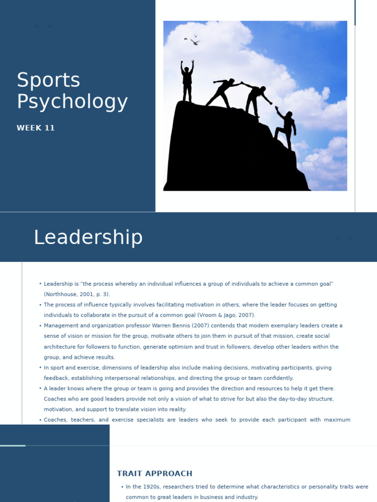 Leadership in Sports Psychology Insights | PDF | Leadership | Motivational