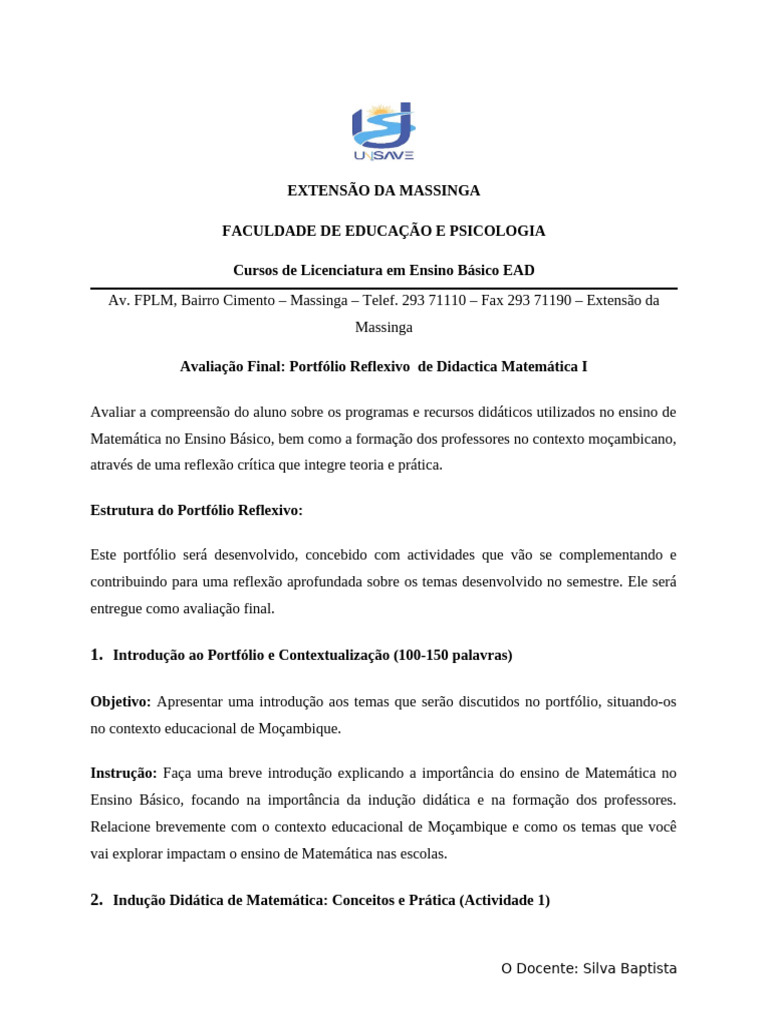 Trabalho Final DM1 2024 Ensino Basico | PDF | Pedagogia | Matemática