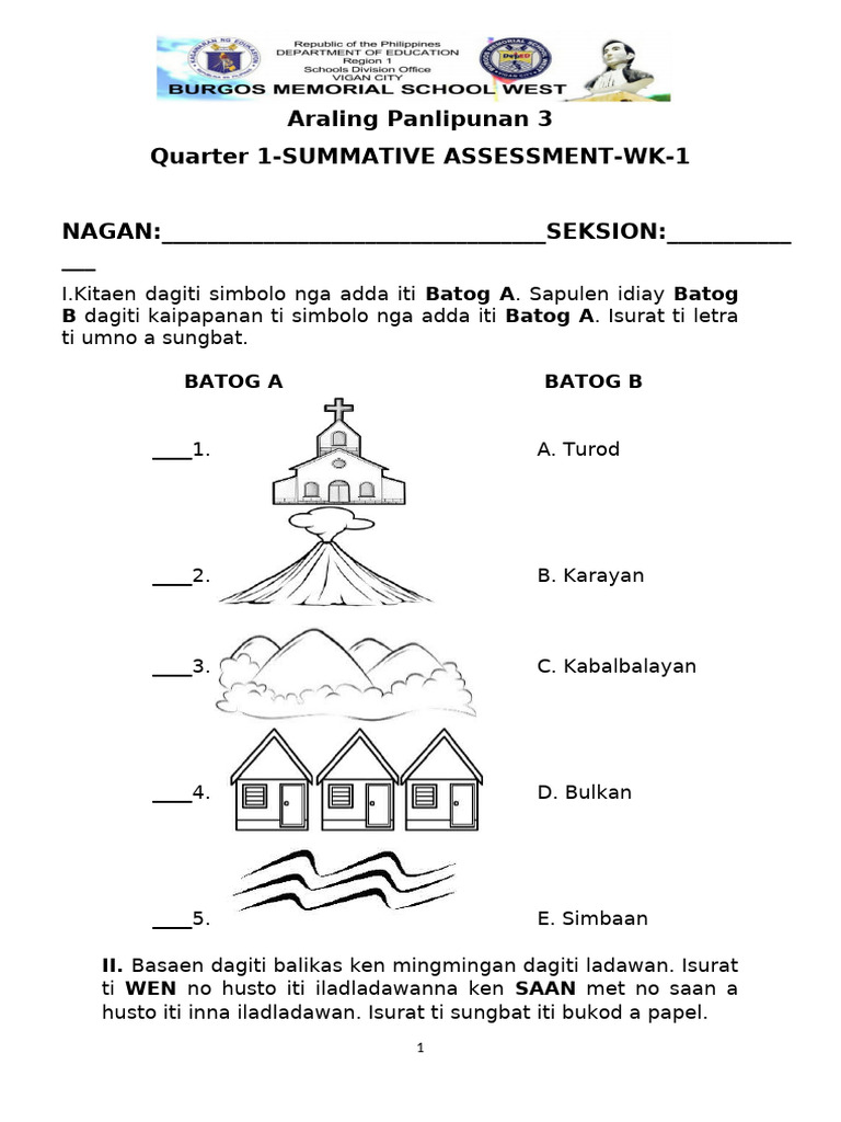 Ap3 Quarter 1-Week 1 Summative Assessment | PDF