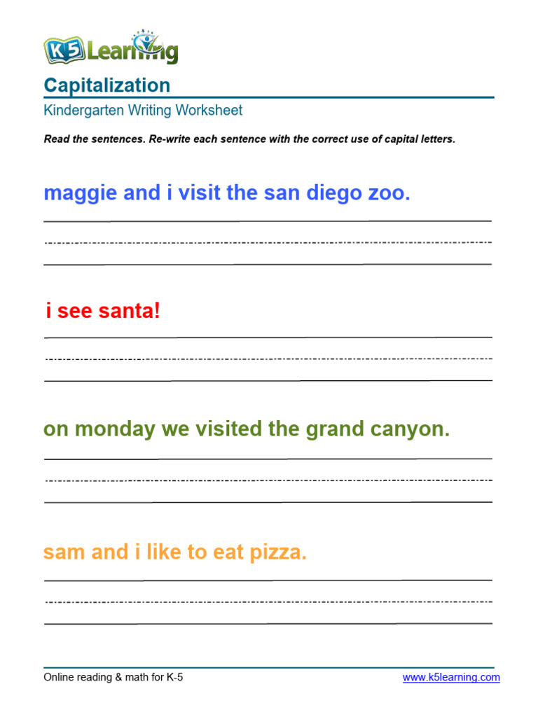 Capitalization Sentences 3 | PDF
