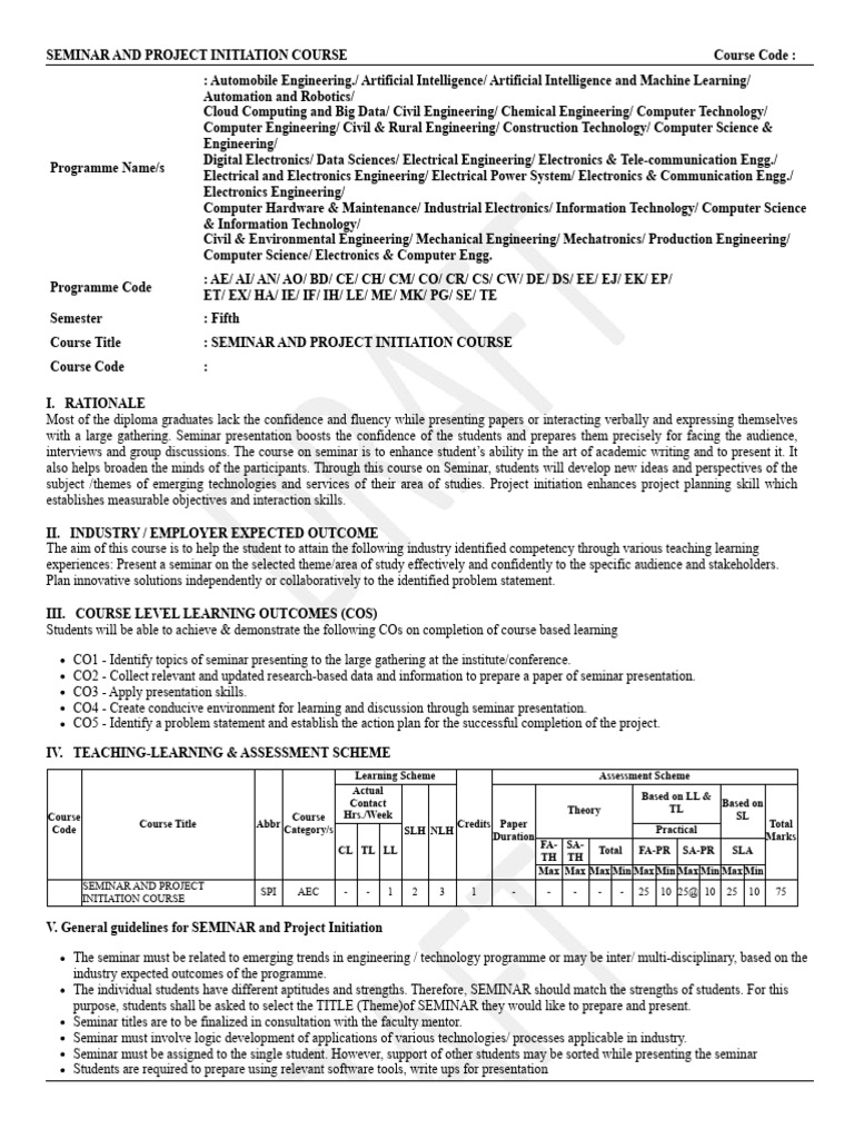 Seminar and Project Initiation Course | PDF | Engineering | Computer Science
