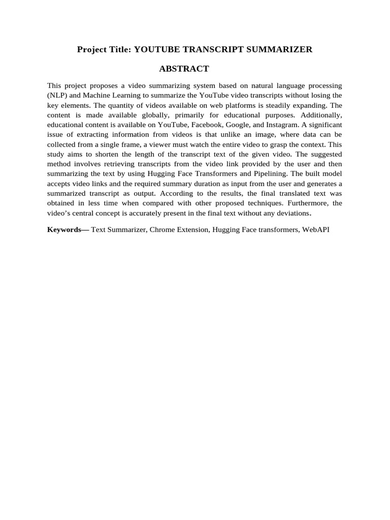 Batch8 - Youtube Transcript Summarizer | PDF