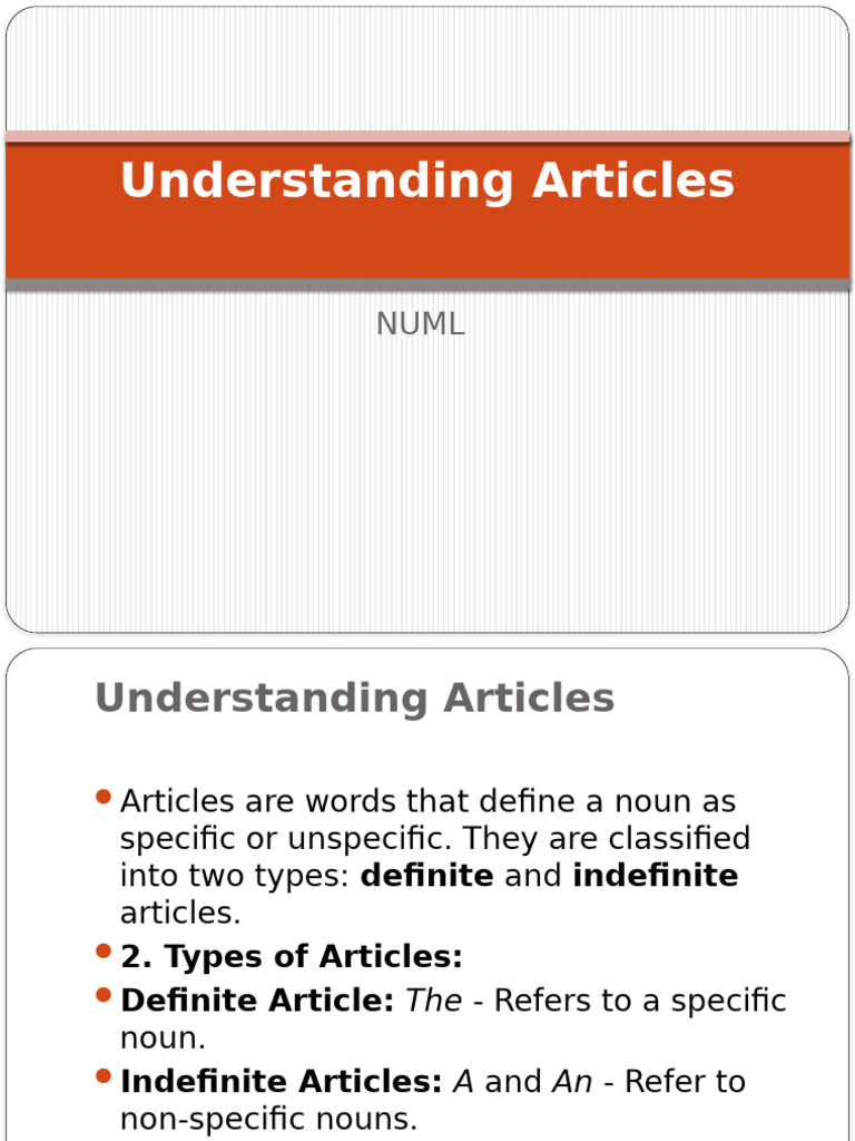 Understanding Articles | PDF