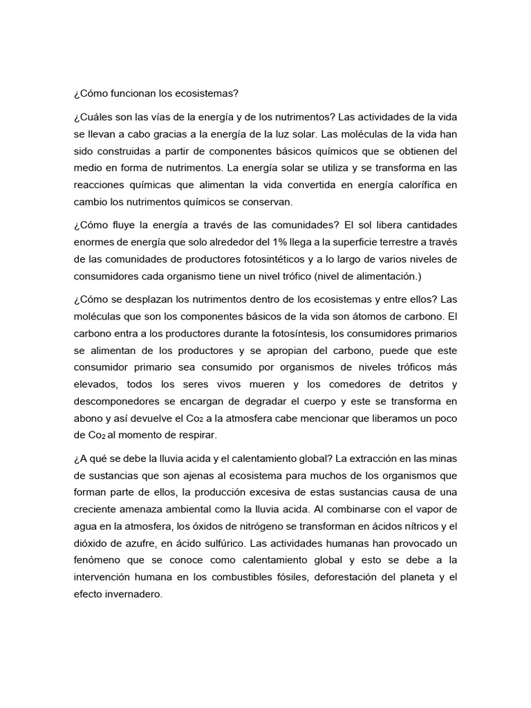 Cómo Funcionan Los Ecosistemas | PDF