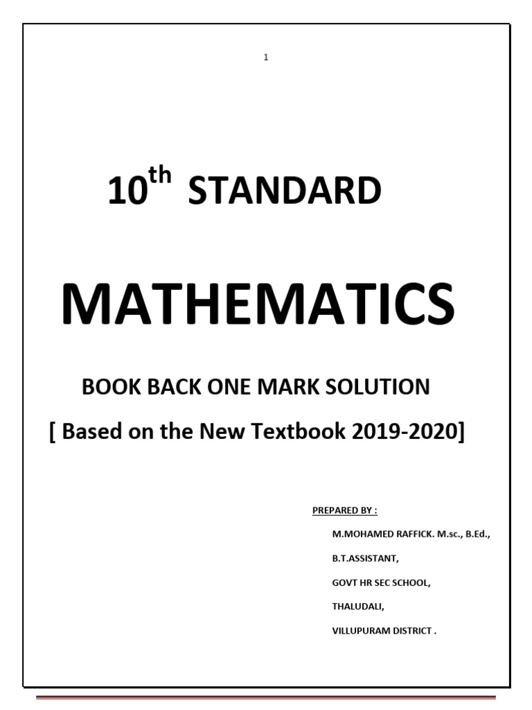 Kalviseithi '10th English Medium -One Mark.pdf' | PDF | Matrix (Mathematics) | Circle