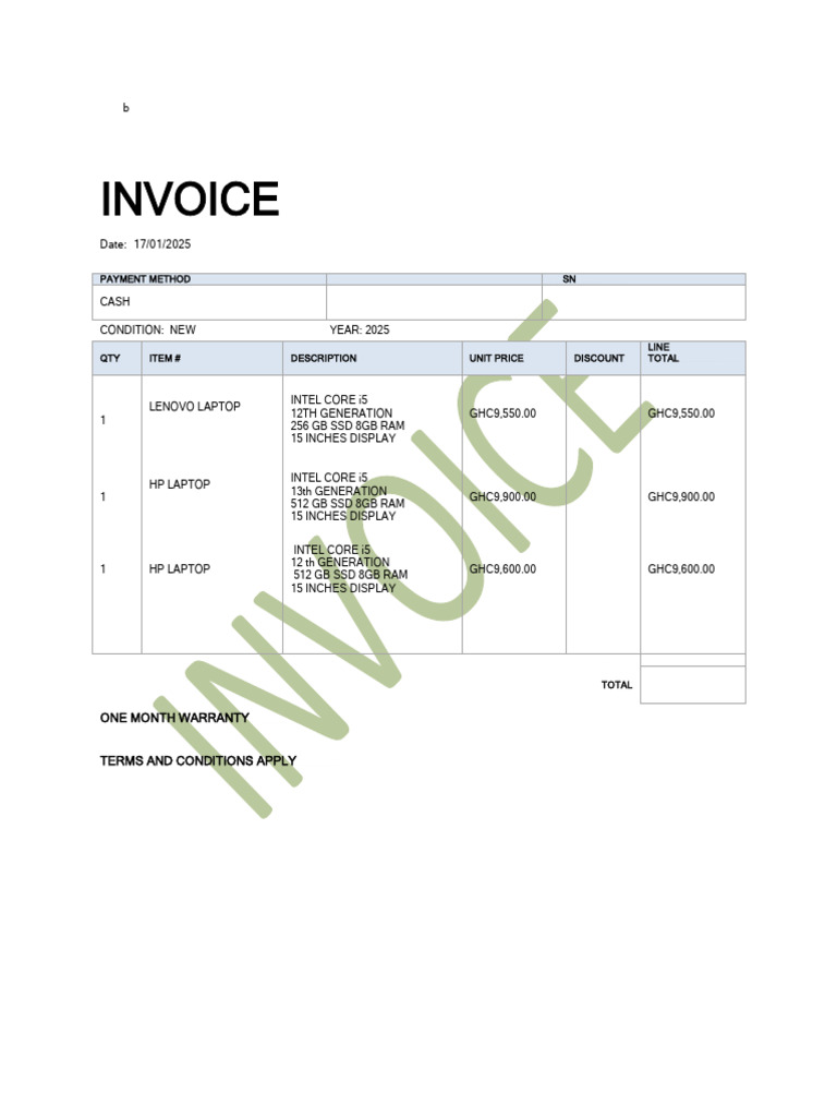 Invoice for Lenovo and HP Laptops 2025 | PDF