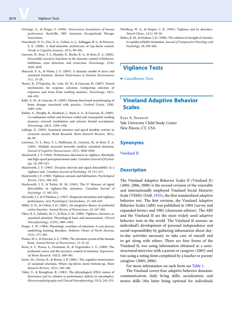 Vigilance Tests: Synonyms | PDF | Intellectual Disability | Autism