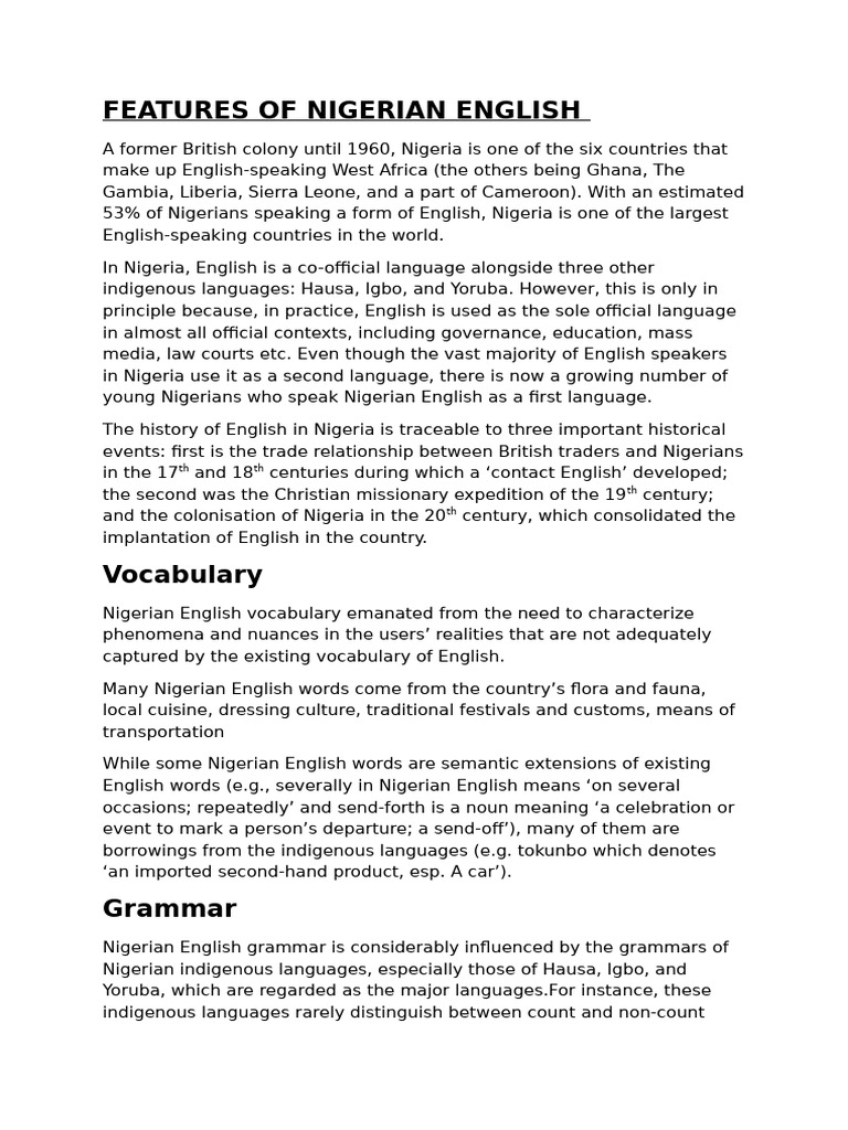 Nigerian and Kenyan English | PDF | English Language | Nigeria