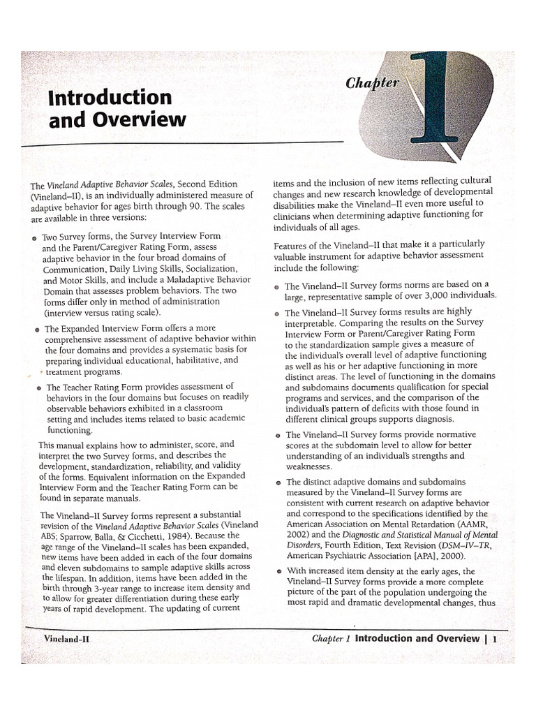 Vineland Adaptive Behavior Scale-II (VABS-II) | PDF