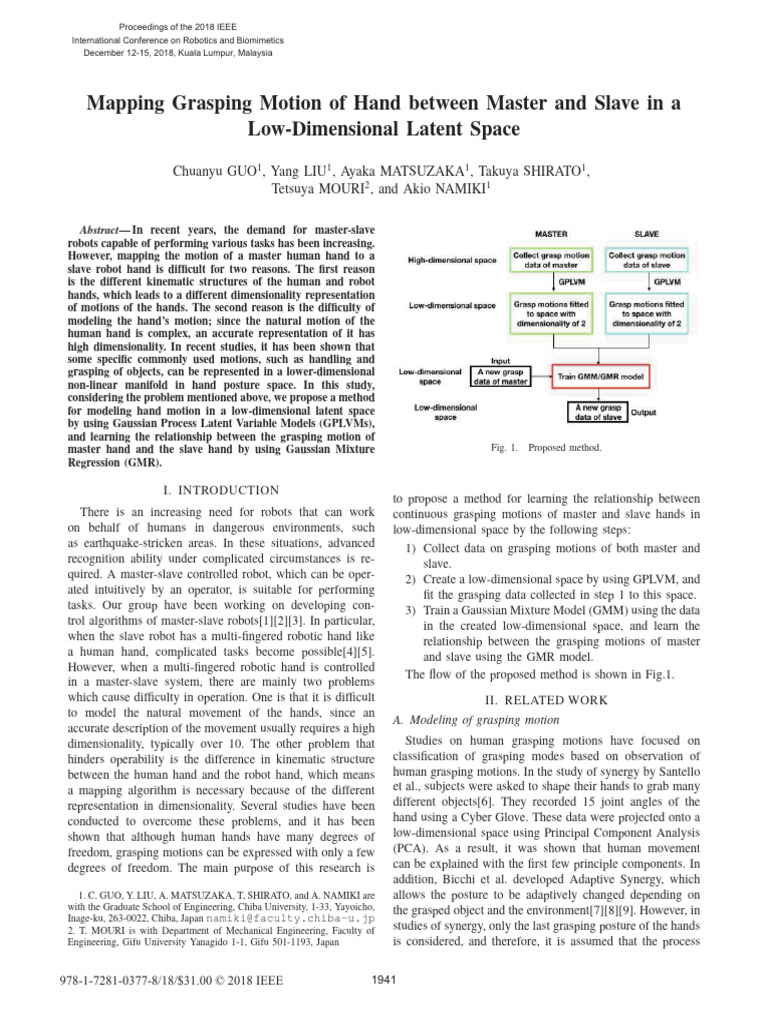Mapping Grasping Motion of Hand Between Master and Slave in A Low ...