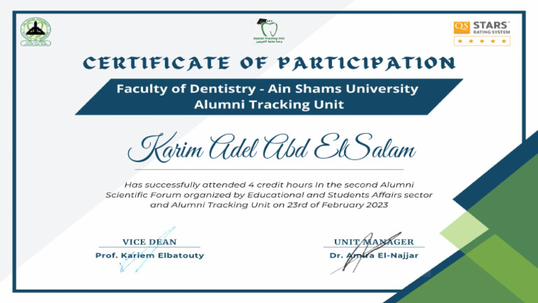Dr. Karim Adel Abd ElSalam's Certificate | PDF