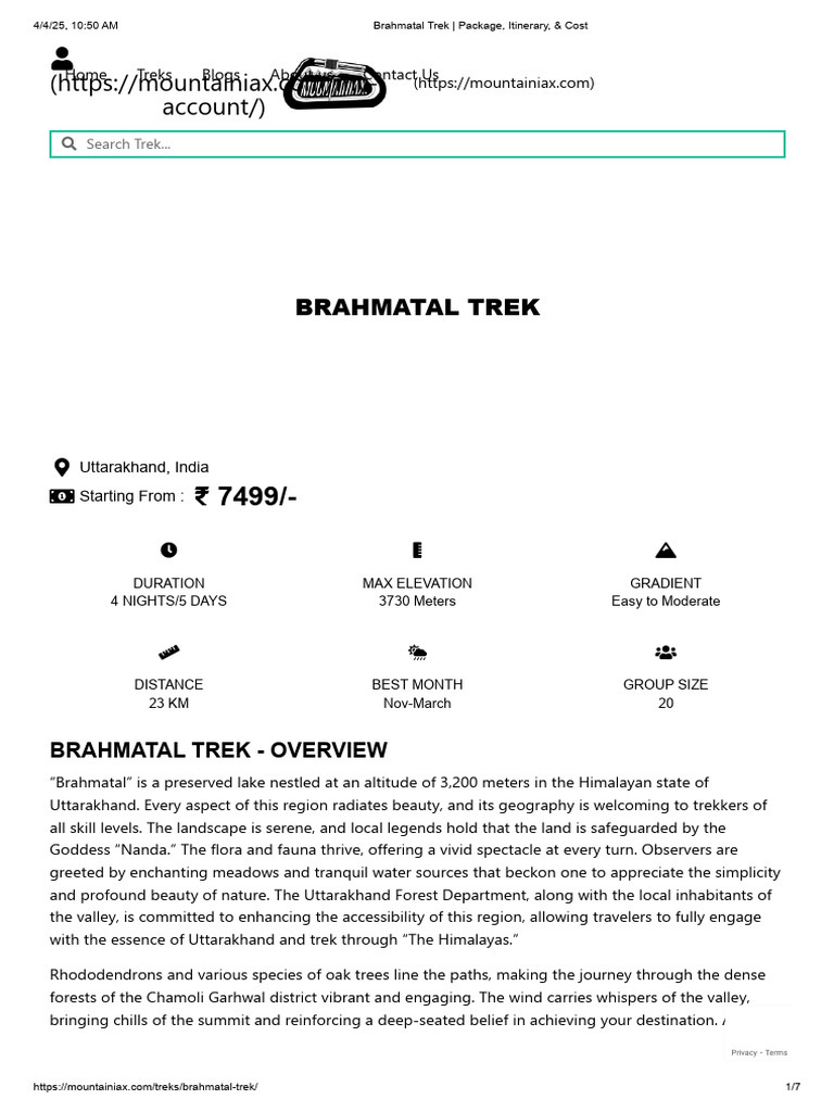 Brahmatal Trek - Package, Itinerary, & Cost | PDF | Himalayas | Earth Sciences