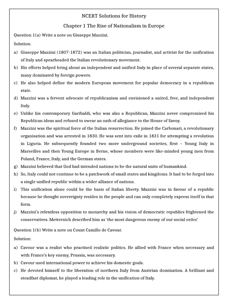 Hist Chp 1 Solution for backside questions | PDF | German Empire | Balkans