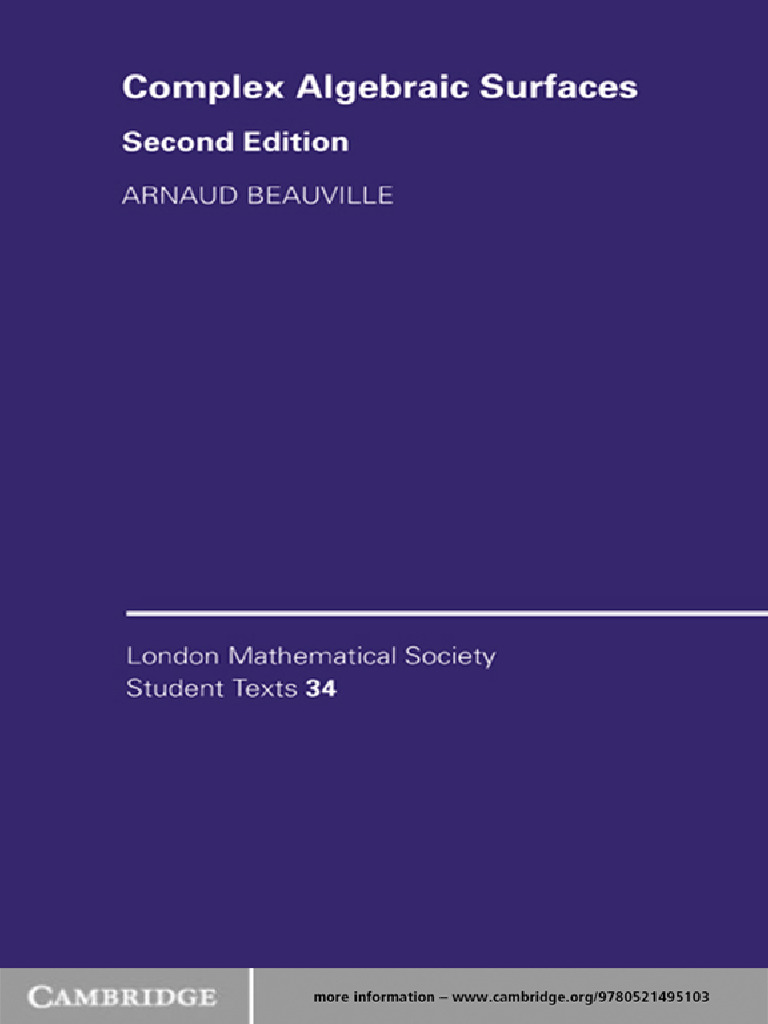Beauville96-Complex Algebraic Surfaces 2nd | PDF | Mathematical ...
