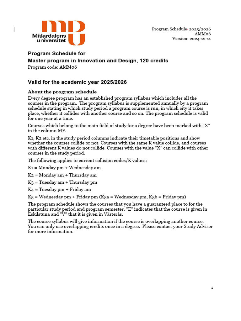 Master Program Schedule 2025/2026 | PDF | Academic Degree | Educational Stages