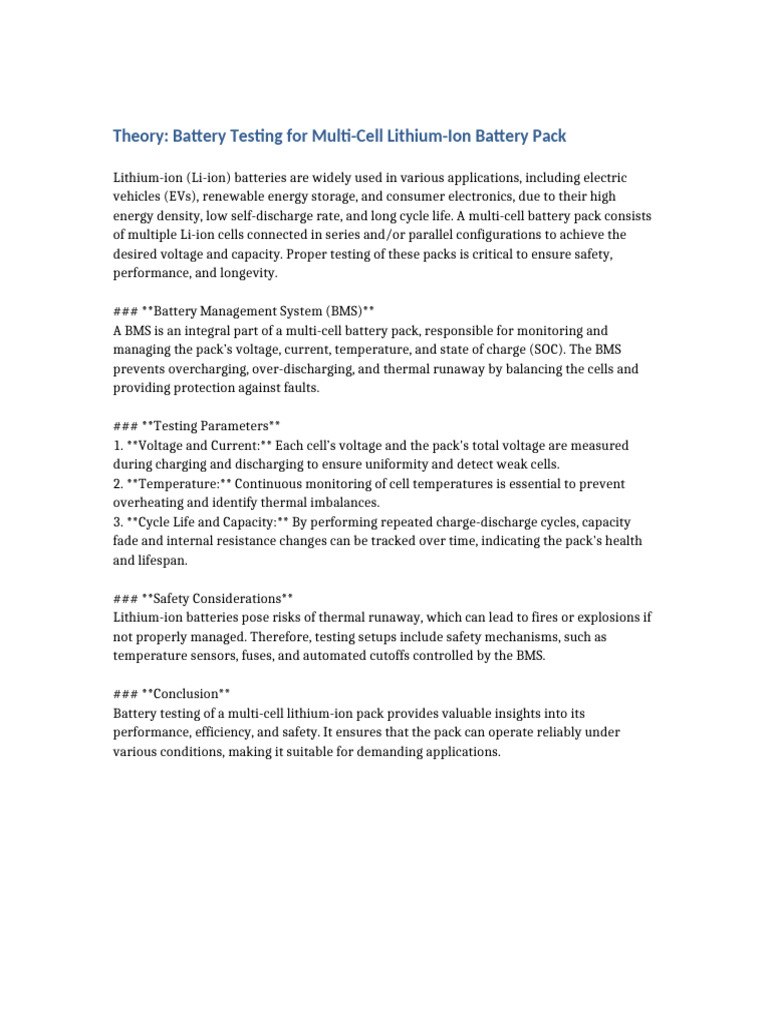 Battery Testing Theory | PDF