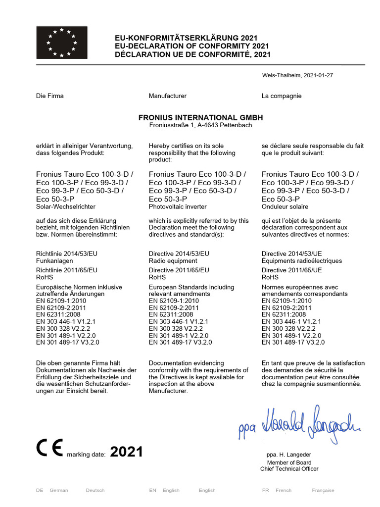 Declaración de Conformidad EU 2021 | PDF | Seguridad y salud ocupacional | Regulación