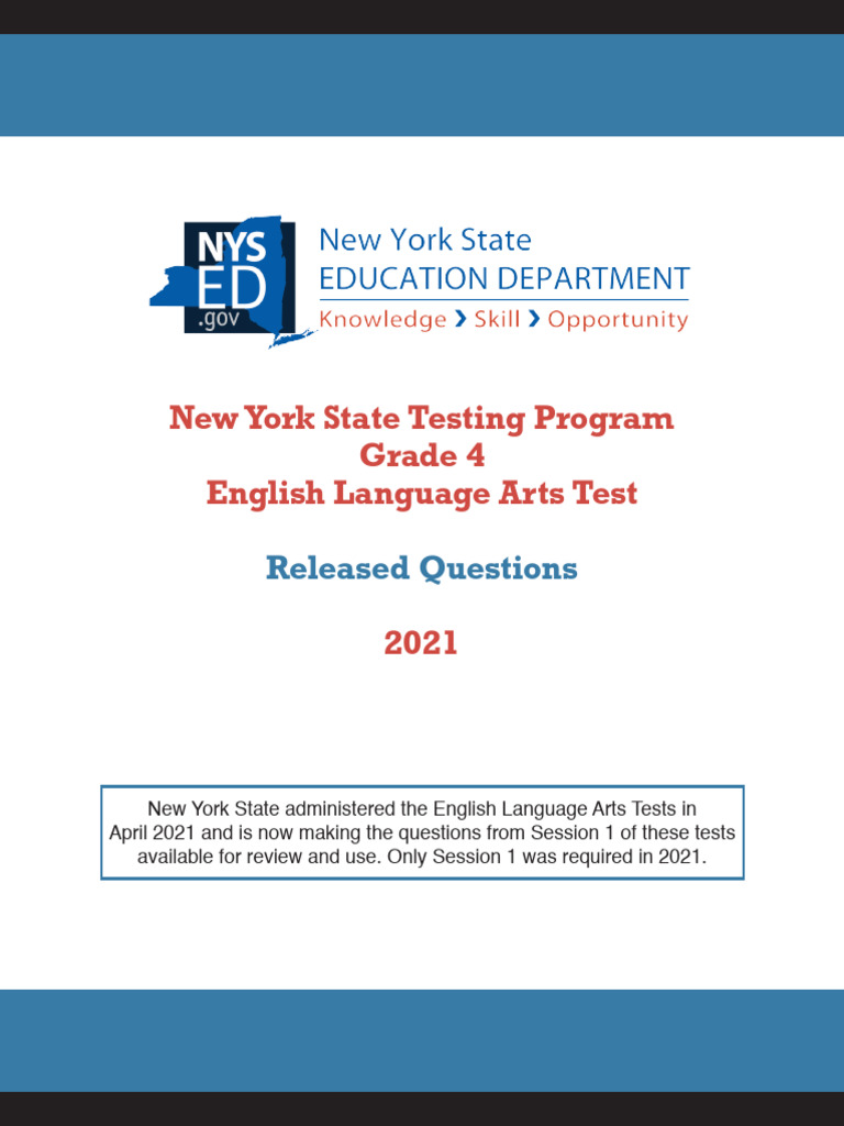 2021 NY Grade 4 ELA Test Questions Released | PDF | Educational ...