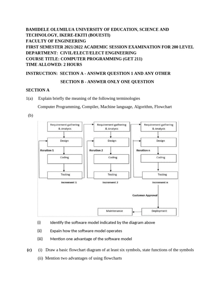 GET 211 Exam | PDF | Computing | Software Engineering