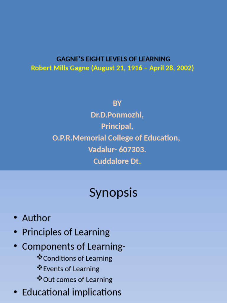 34 Dr.D.ponmozhi Gagne Hir of LR | PDF | Learning | Behaviorism
