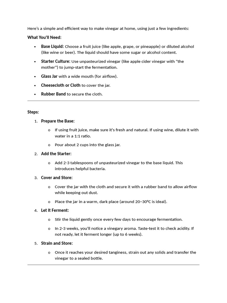 How to Make Homemade Vinegar Easily | PDF