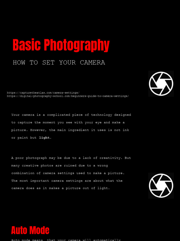 04a Basic Photography | PDF | Shutter Speed | Aperture