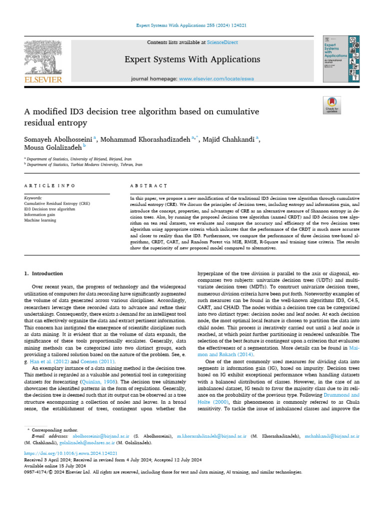 A Modified ID3 Decision Tree Algorithm Based On Cumulative | PDF ...