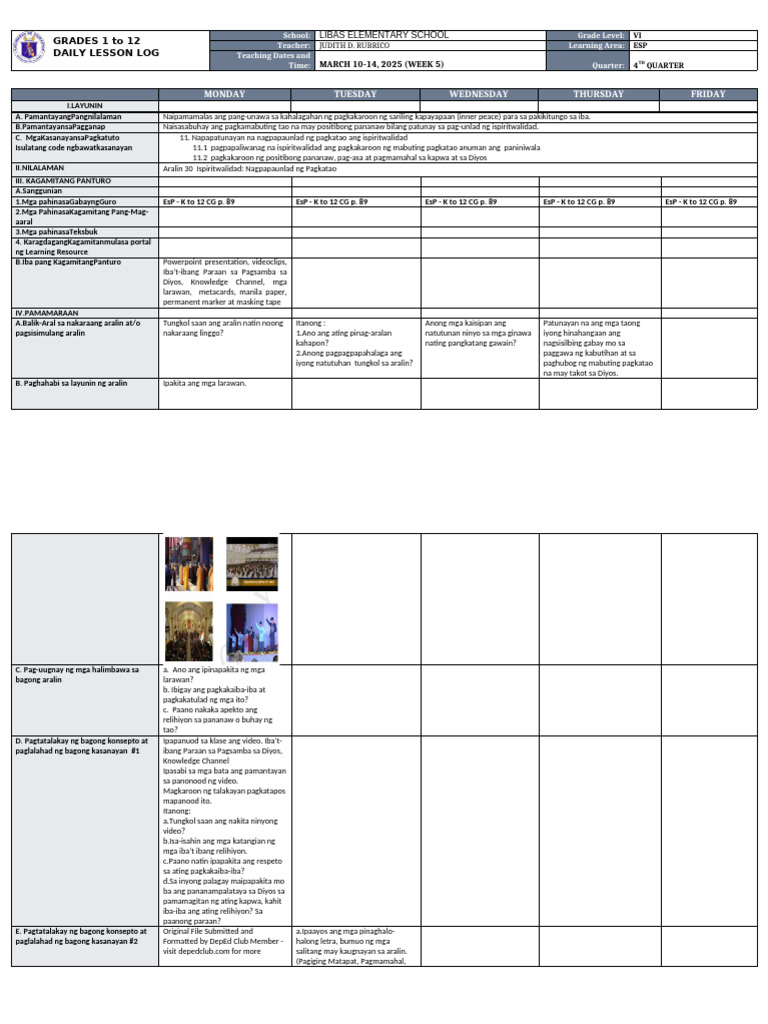 DLL_ESP 6_Q4_W5 | PDF
