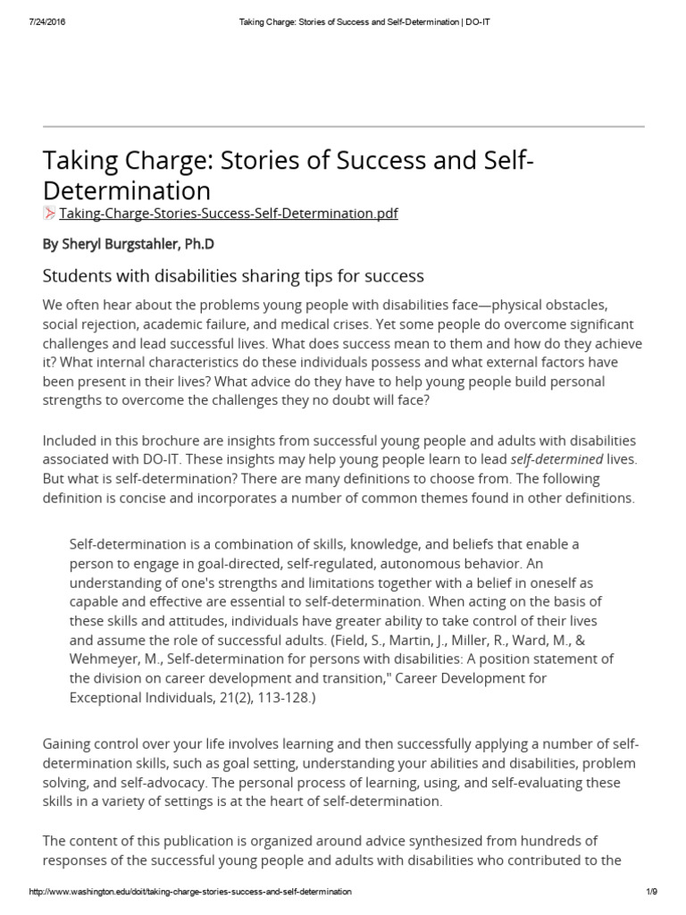 Taking Charge_ Stories of Success and Self-Determination _ DO-IT | PDF ...
