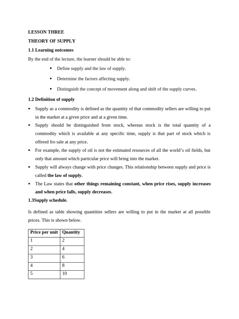 Econ 111-Theory of Supply | PDF | Supply (Economics) | Prices
