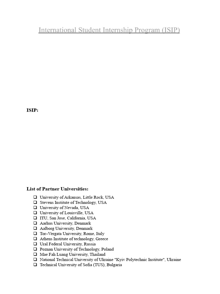 International Summer Internship Program | PDF | Cognition | Learning