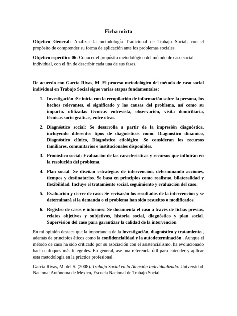 Ficha Mixta 06 | PDF | Trabajo Social | Sicología