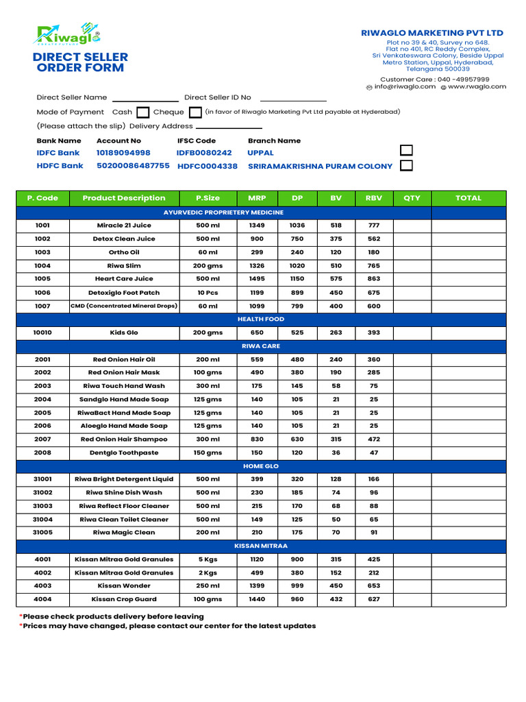 RIWAGLO ORDER FORM (5) | PDF | Cleaning | Hygiene