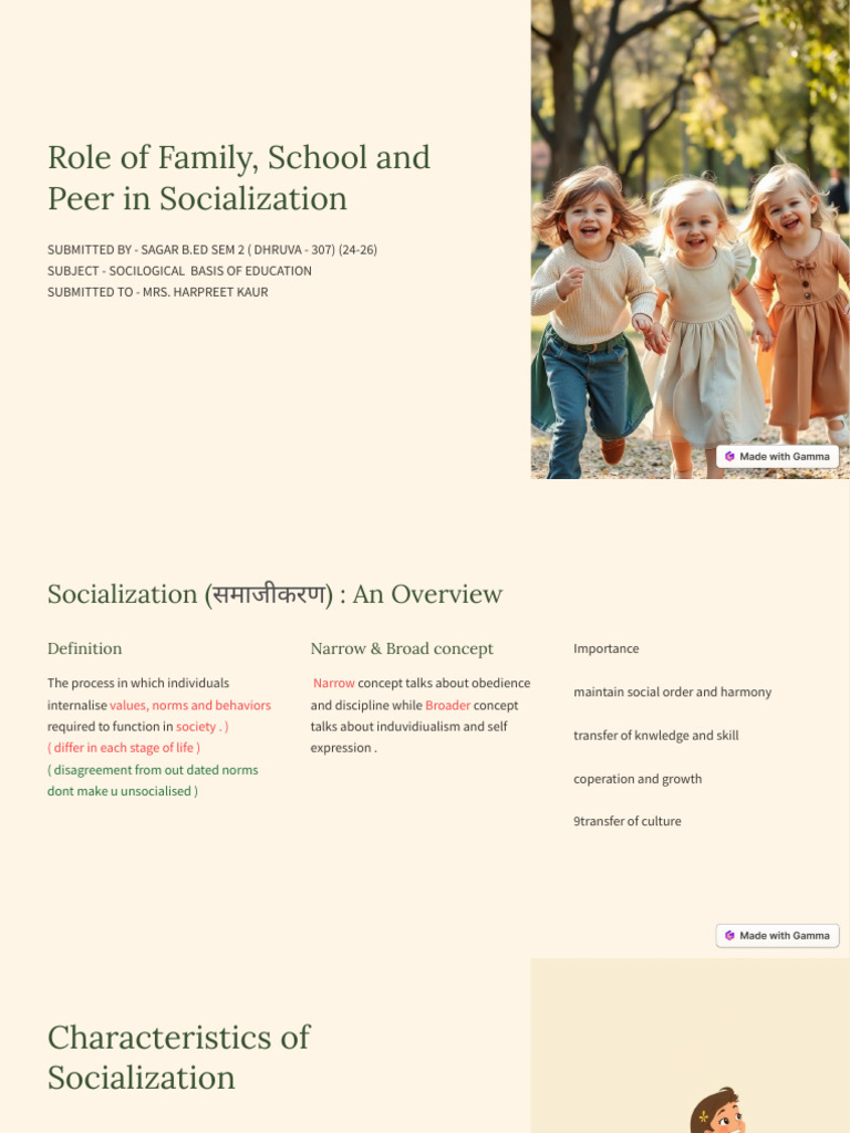 Family, School, and Peer Roles in Socialization | PDF | Socialization ...