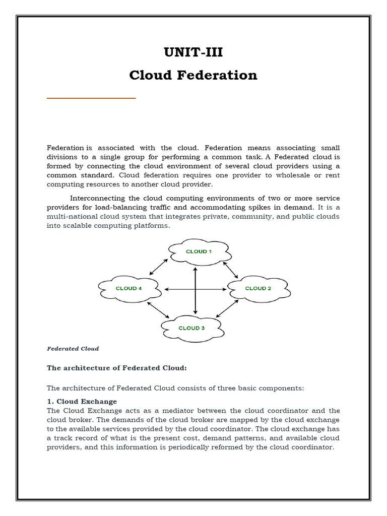Unit-5 (Cloud Federation) | PDF | Transport Layer Security | Cloud Computing