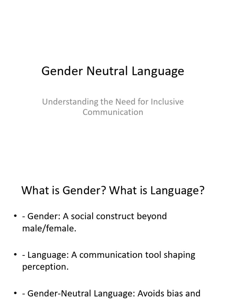 Gender Neutral Language PPT | PDF
