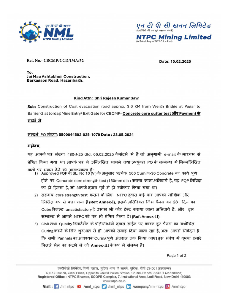 NTPC Letter_dtd. 10.02.2025 | PDF