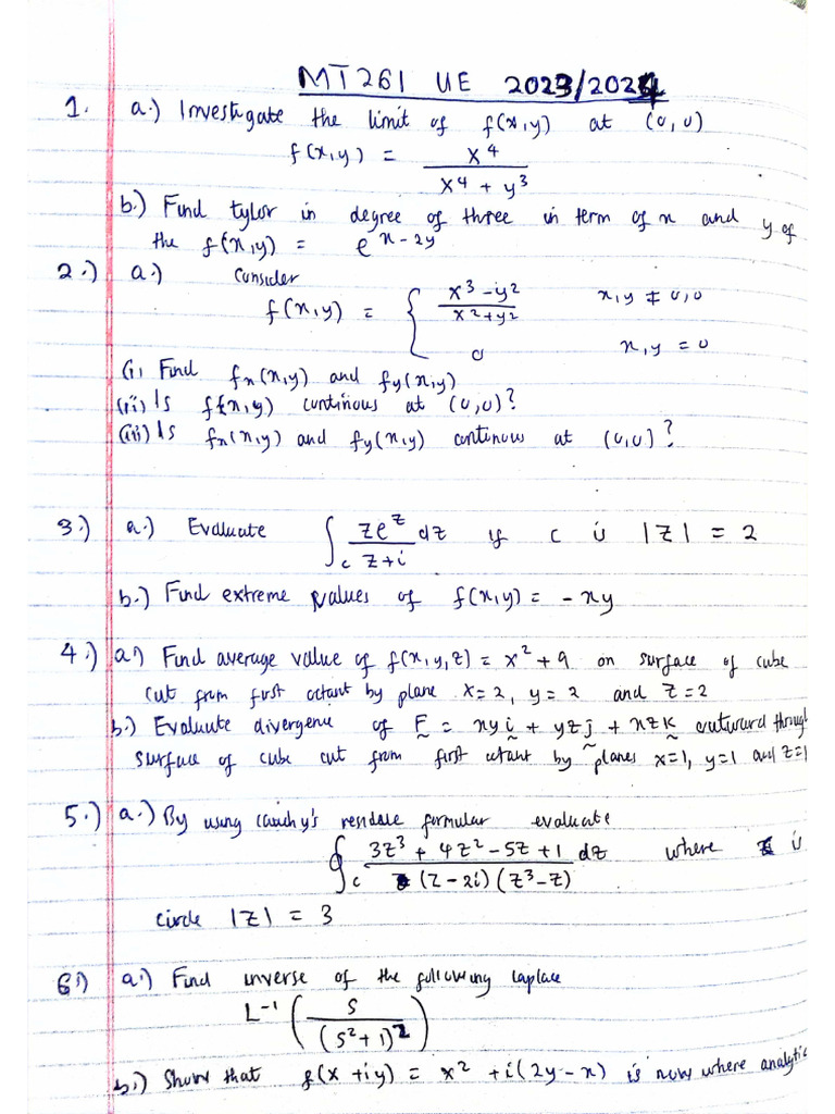 MT 261 U.E 2023 - 2024 | PDF